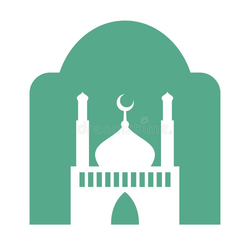 Green Islamic Mosque Silhouette Icon Stock Vector - Illustration of ...