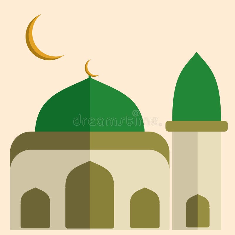Green Islamic Mosque Vector Illustration Stock Vector - Illustration of ...