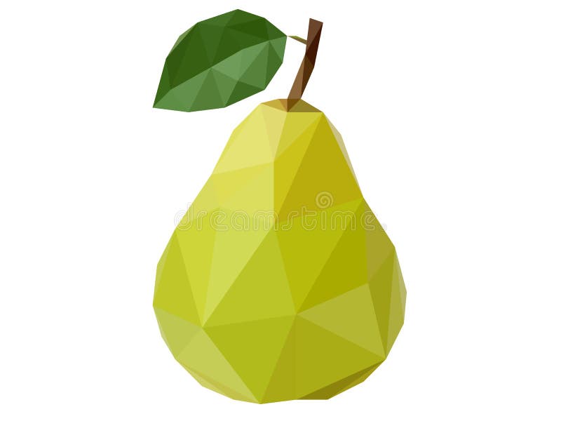 Green Isolated Pear. Low Poly Illustration on White Background Stock ...