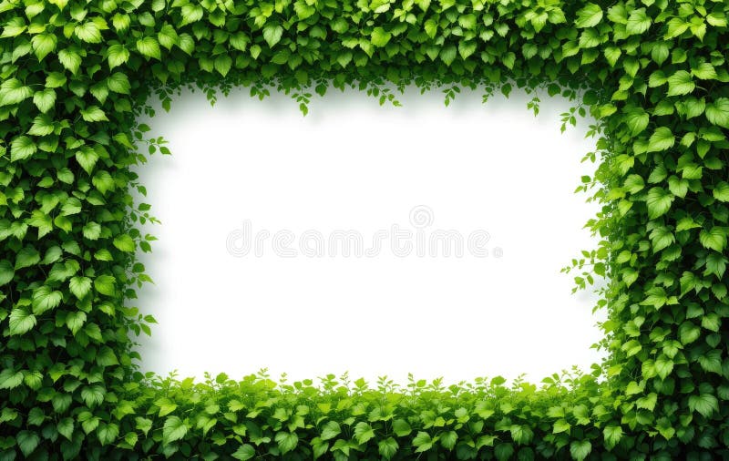 Green Ivy Frame on White Wall Background for Eco-friendly Design Stock ...