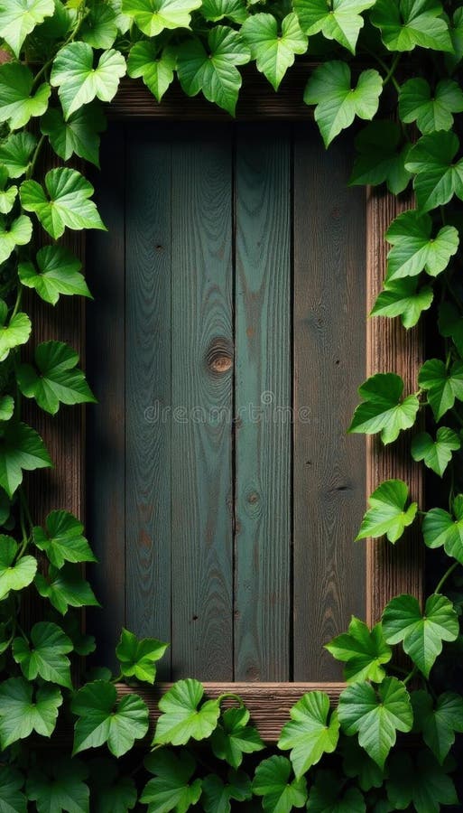 Green Ivy Overflowing a Rustic Wood Poster Frame , Wood, Lush, Design ...