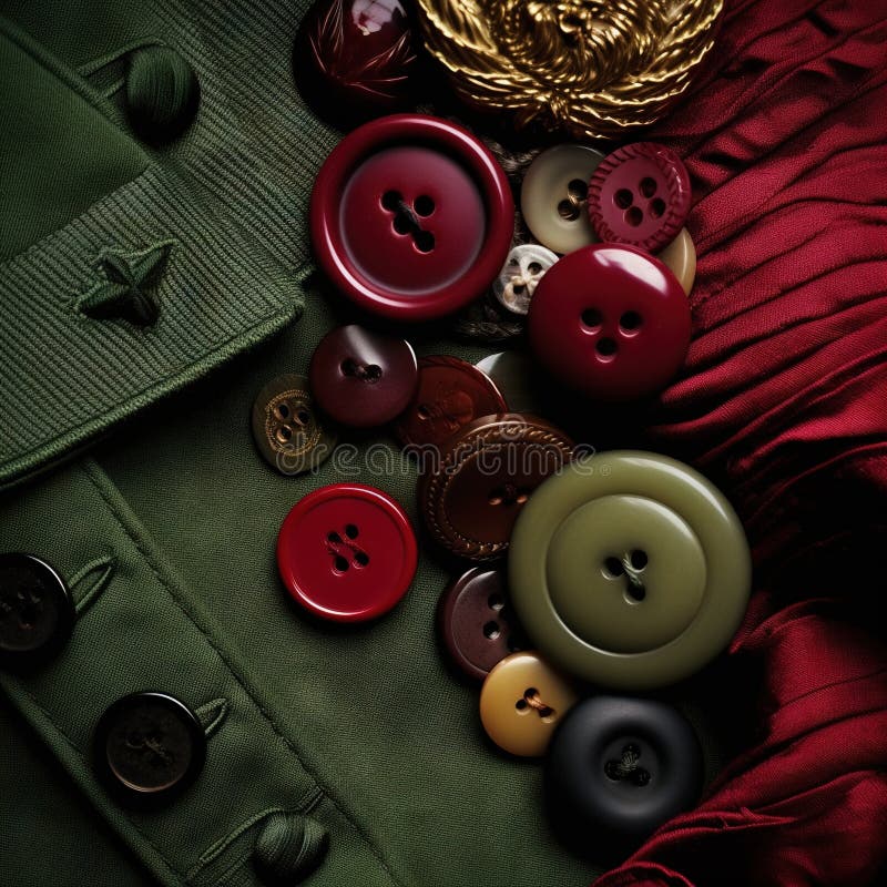 A Green Jacket with Buttons and a Gold Brooch on it Stock Illustration ...