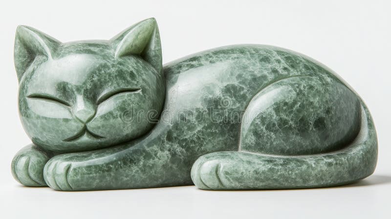 Green Jade Carved into the Shape of a Cat Stock Image - Image of statue ...