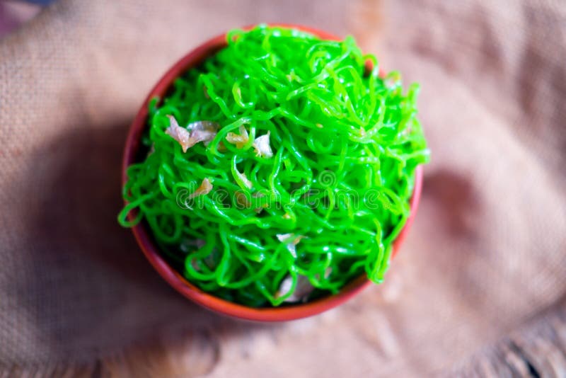 Green Jade Noodles with Garlic Stock Image - Image of cooking, culture ...