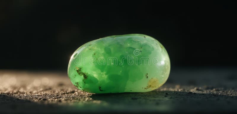 A Green Jade Stone Sitting on the Ground Stock Photo - Image of chain ...