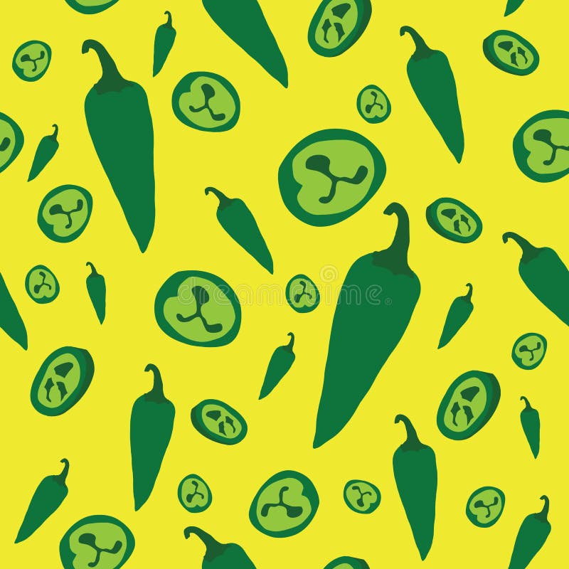 Green Jalapeno Pepper Seamless Pattern Stock Vector - Illustration of ...