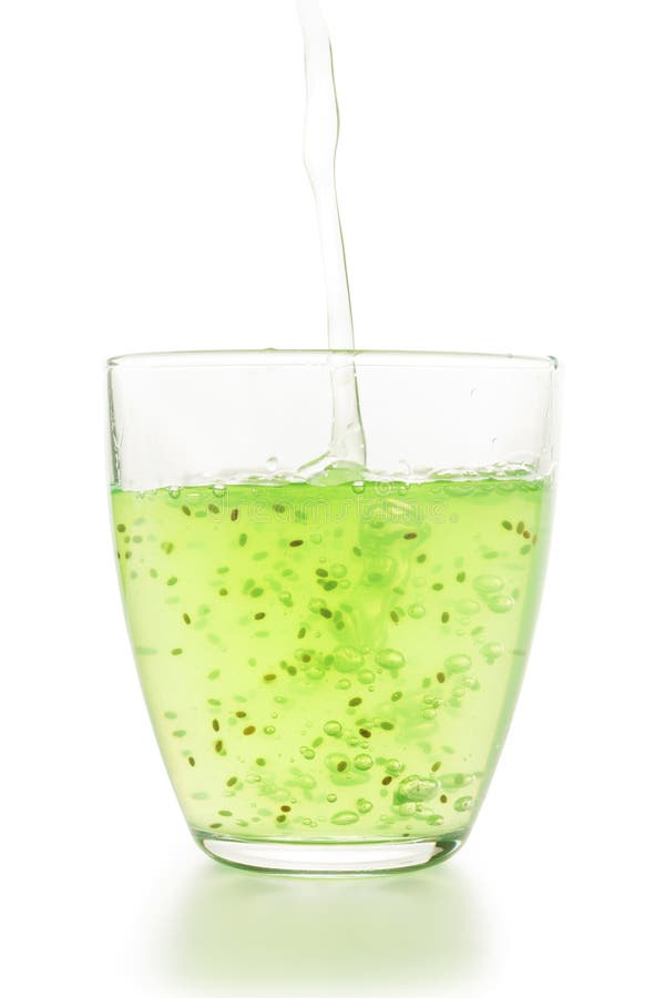 Green Jelly With Chia Seeds Isolated With Clipping Path Stock Image Image Of Papaya Pour