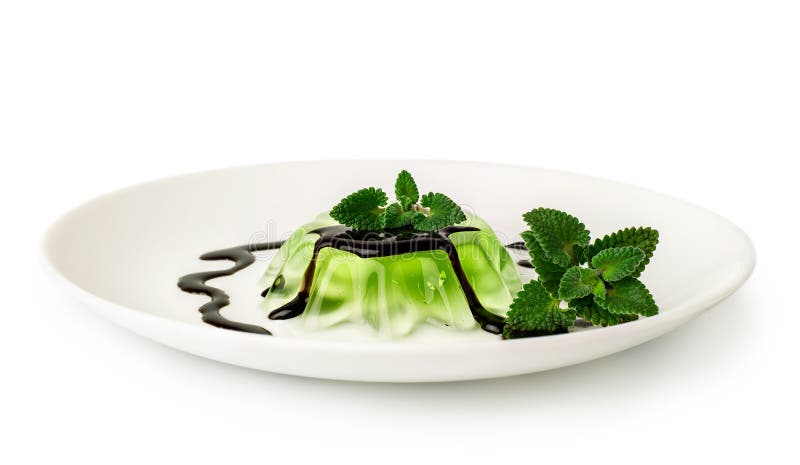 Green Jelly Dessert with Chocolate and Mint Stock Photo - Image of ...