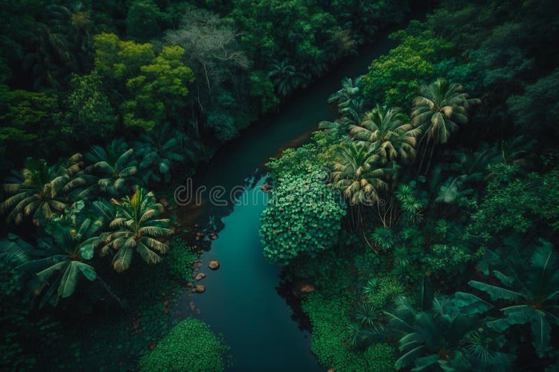 Green Jungle Forest Top View Illustration Generative AI Stock Image ...
