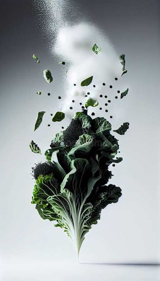 Green Kale Lettuce Leafy Vegetable Creatively Falling-Dripping Flying ...