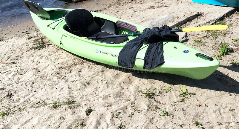 Green kayak stock image. Image of beach, sand, summmer - 97063759