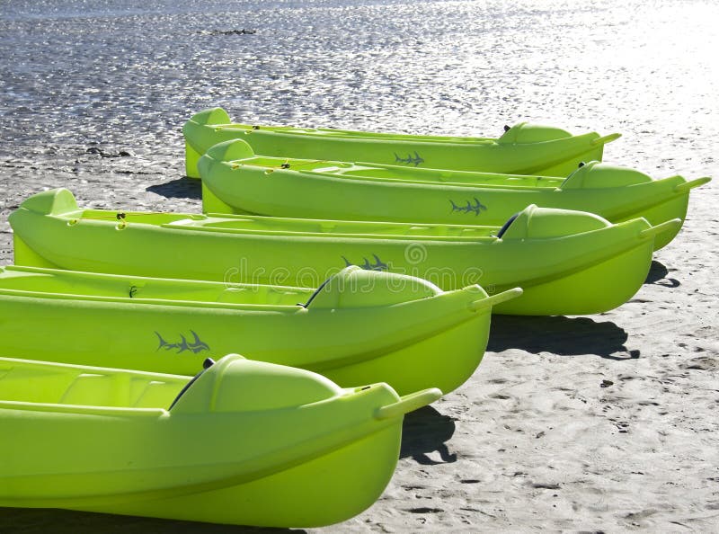 Green kayaks stock image. Image of vacation, green, activity - 4170081