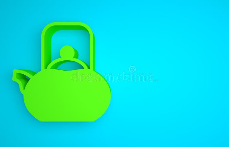 Green Kettle with Handle Icon Isolated on Blue Background. Teapot Icon ...