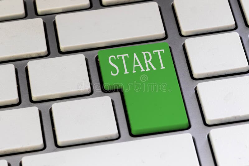 Green Start Button on a Keyboard Stock Photo - Image of technology ...