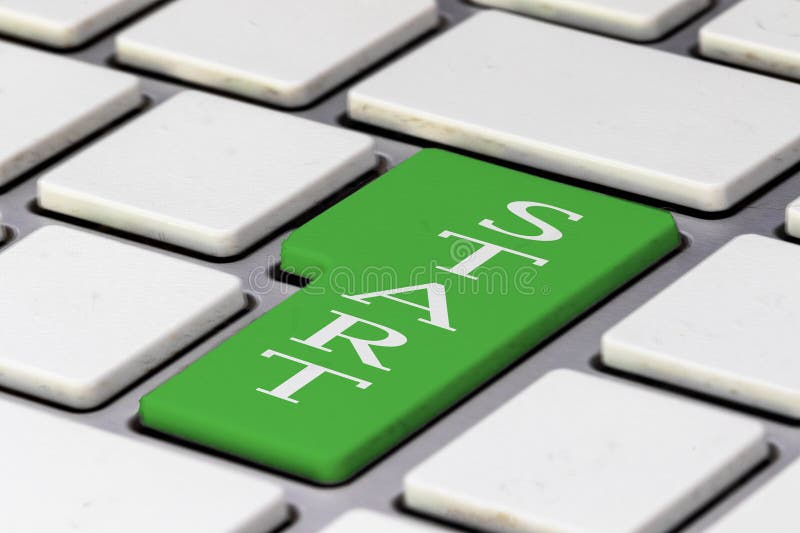 Green Start Button on a Keyboard Stock Photo - Image of concept ...