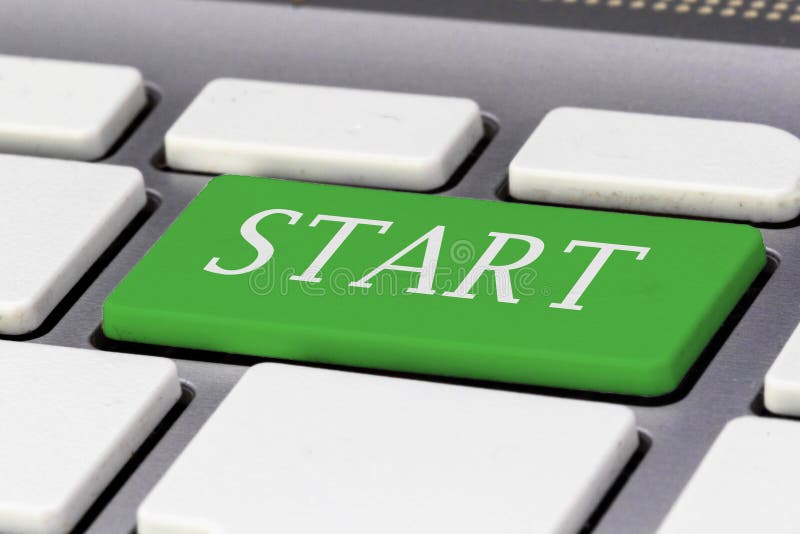 Green Start Button on a Keyboard Stock Photo - Image of design, digital ...