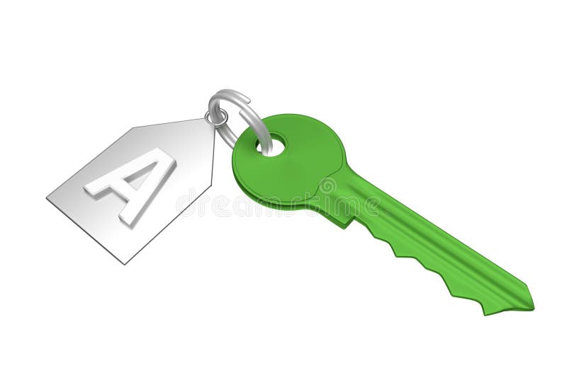 Green Key and Silver Trinket with Silver Ring Stock Illustration ...