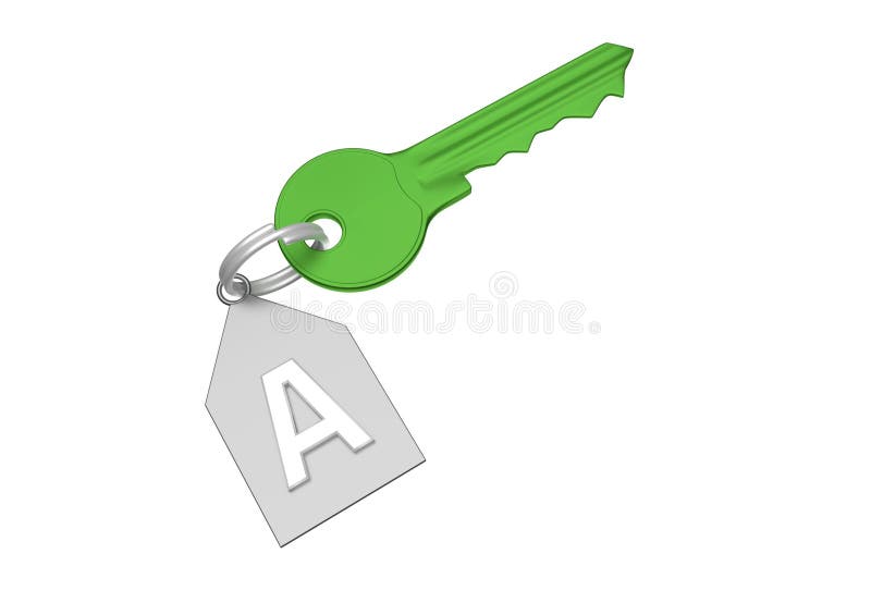 Green Key and Silver Trinket with Silver Ring Stock Illustration ...