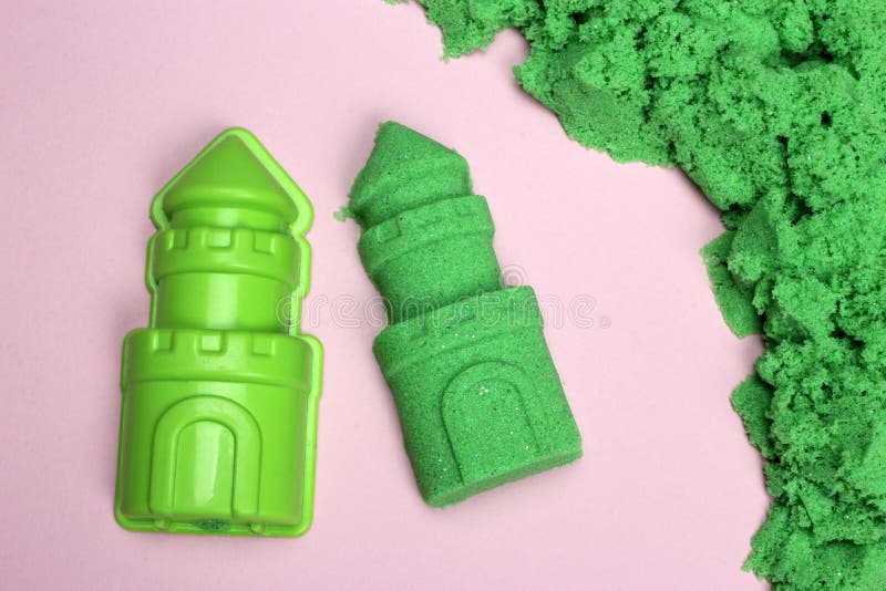 Green Kinetic Sand. Mold and Figure of the Tower Stock Image - Image of ...