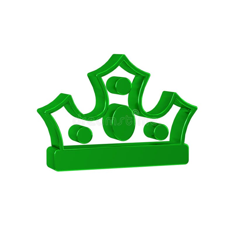 Green King Crown Icon Isolated on Transparent Background. Stock ...