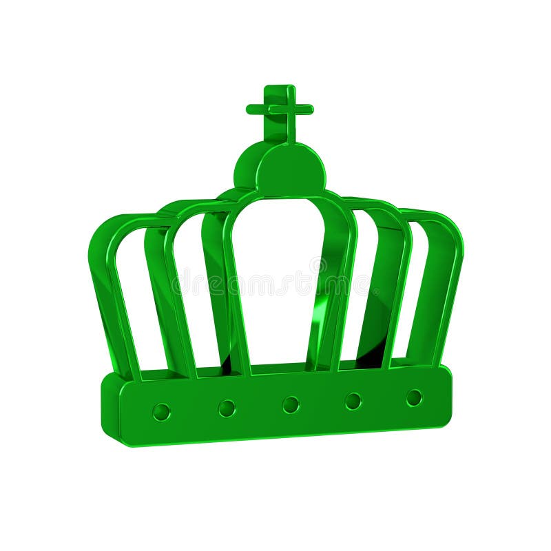 Green King Crown Icon Isolated on Transparent Background. Stock ...