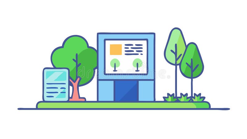 Green Kiosk for Information, Eco-Friendly Service Point, Vector Design ...