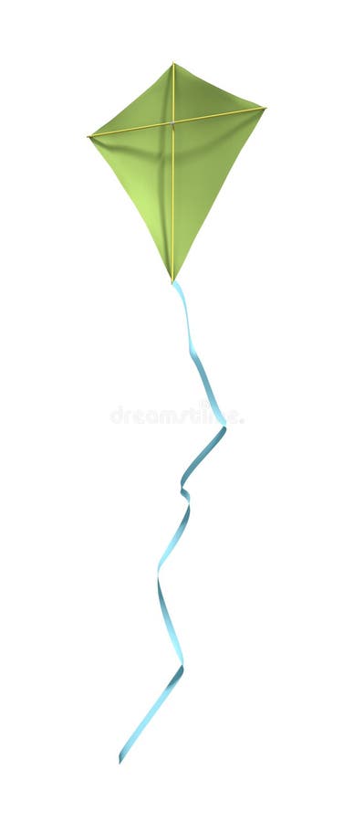 Green Kite Basic Simple Shapes Isolated on White Background, Geometric ...