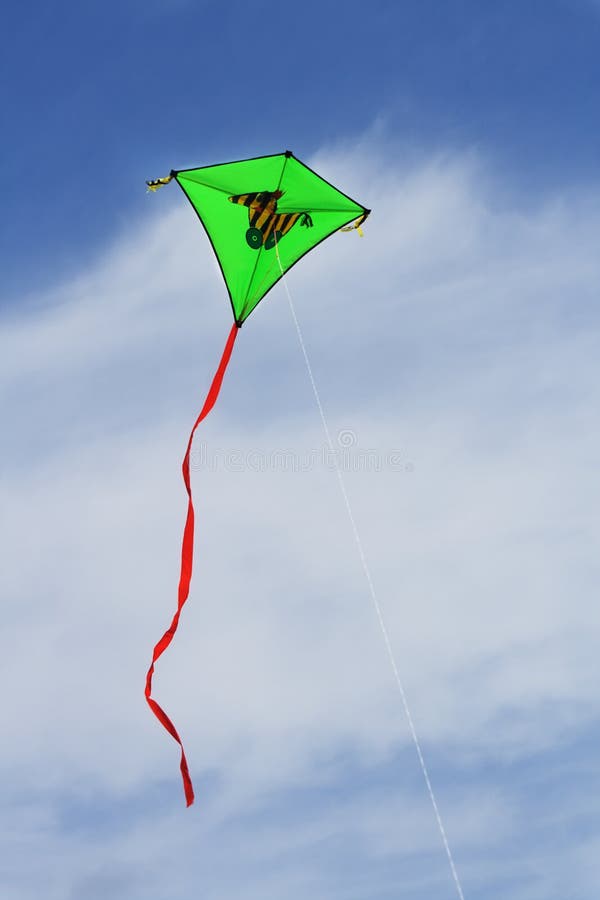 Green kite in the sky stock photo. Image of yellow, nose - 5589560