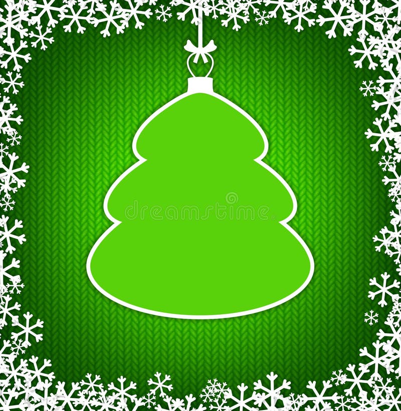 Green Knitted Background with Empty Frame As Christmas Tree Stock ...