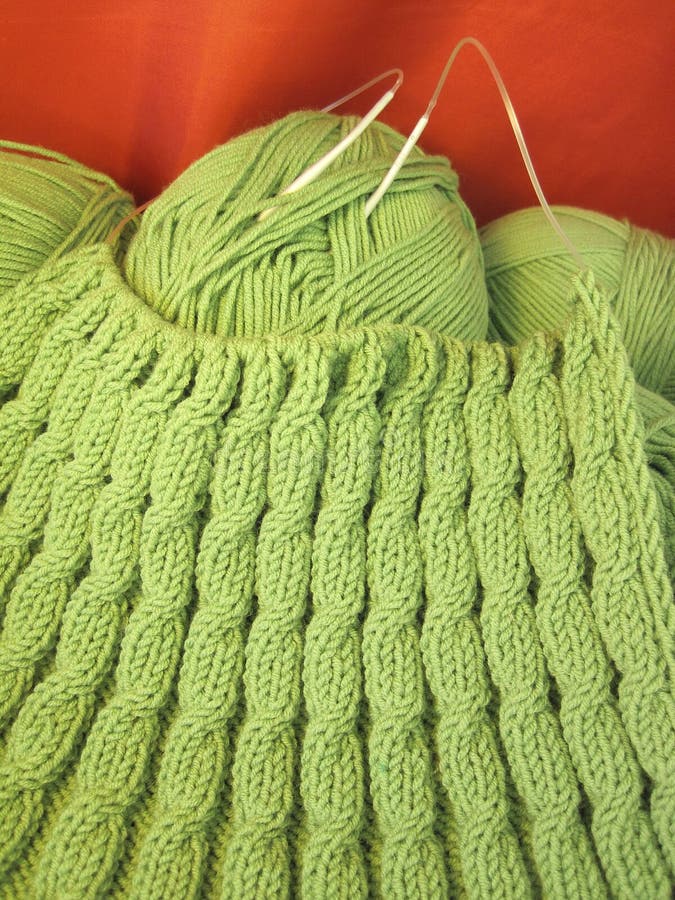 Green knitting jumper stock photo. Image of handmade - 13601004