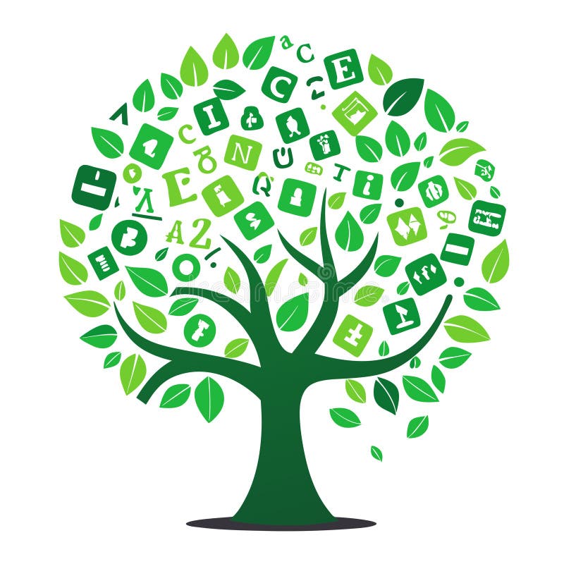 Knowledge Tree with Letters and Symbols for Education, Science, and ...