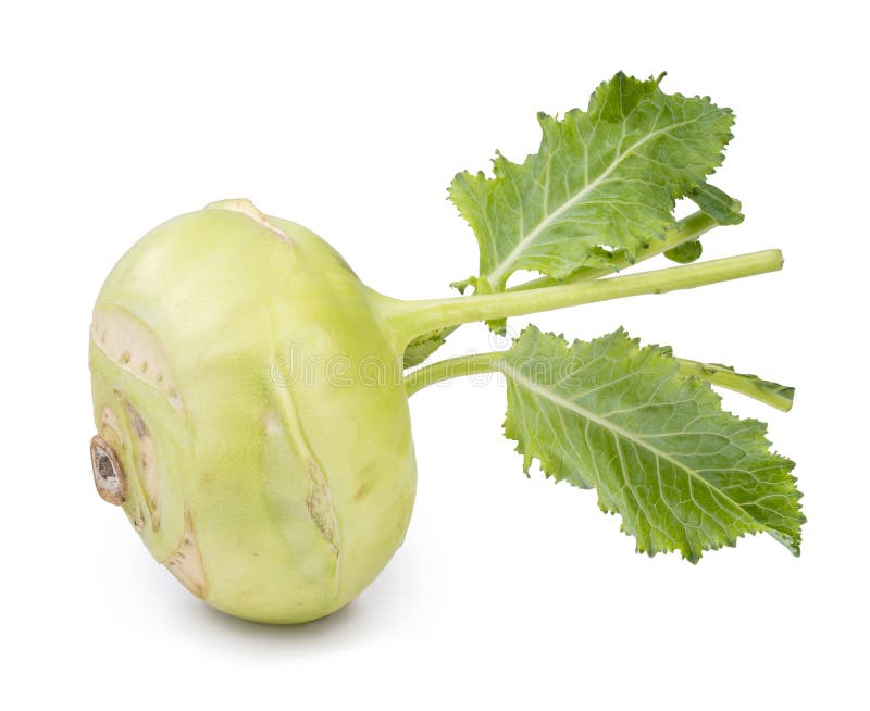 Green Kohlrabi with Green Leaves on Isolated White Background. Stock ...
