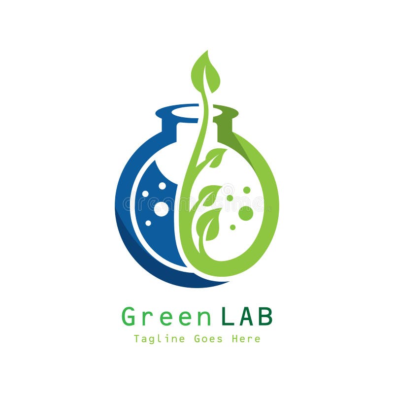 Green Lab Logo Design Concept Vector. Creative Lab with Leaf Logo ...