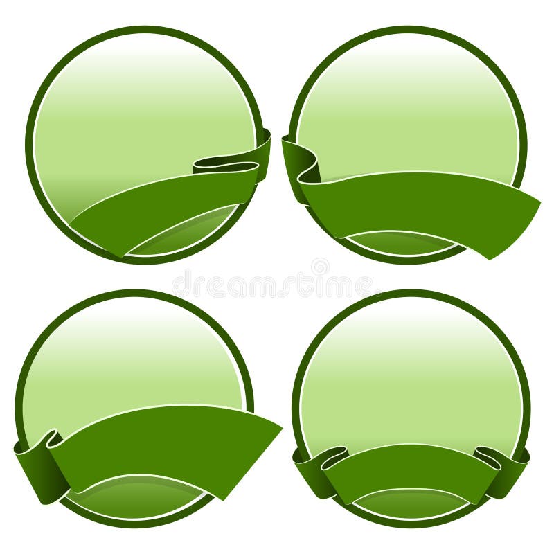 Green label with ribbon stock vector. Illustration of vector - 67487774