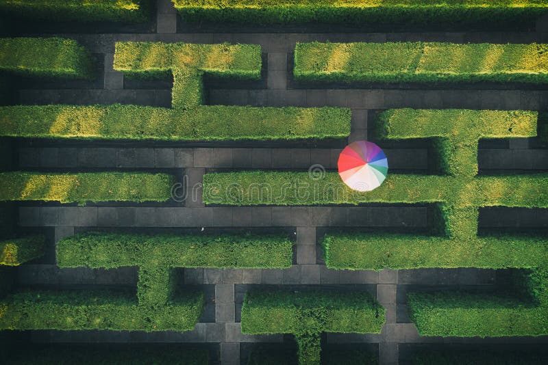 Green Labyrinth in Garden Geometrical Symmetry Maze Rainbow Umbrella ... Green Labyrinth in Garden Geometrical Symmetry Maze Rainbow Umbrella ...