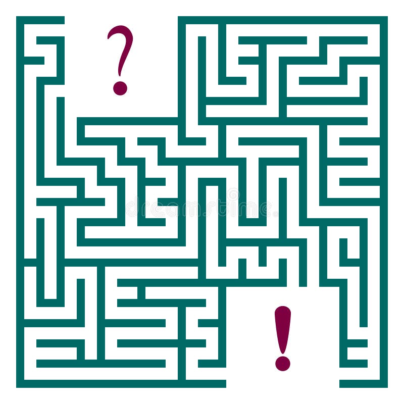 A Green Labyrinth with a Question and Exclamation Mark. Vector ...