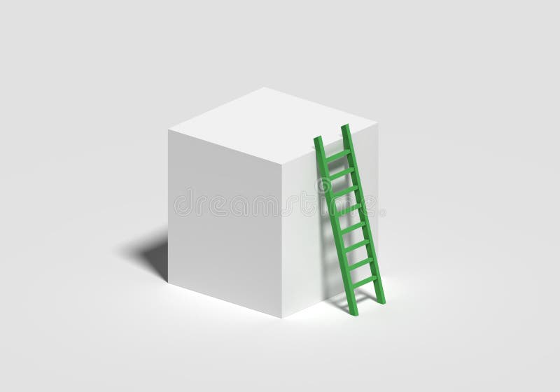 Green Ladder on a Square Podium Stock Illustration - Illustration of ...