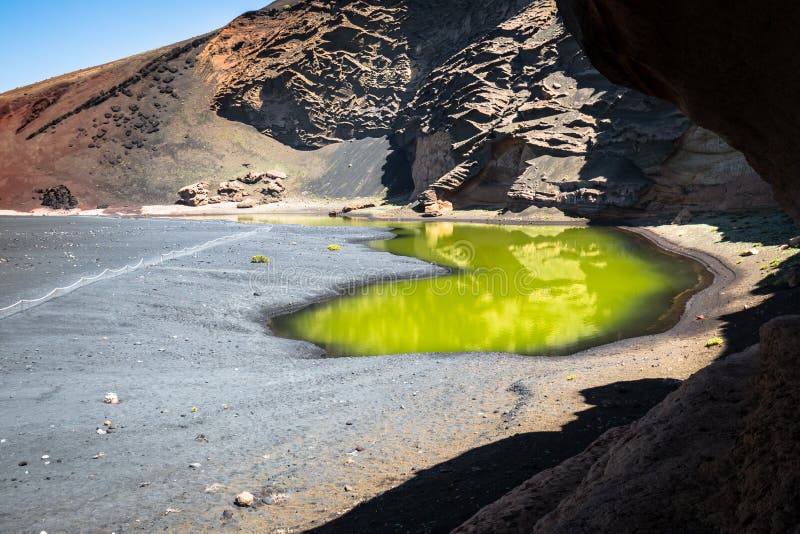Green Lagoon at El Golfo, Lanzarote, Canary Islands Stock Photo - Image ...