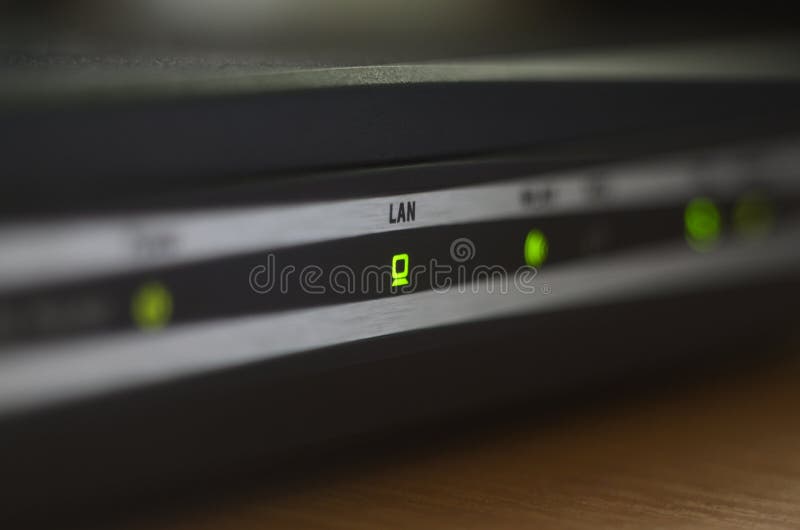 Green LAN Indicator on Internet Router Stock Photo - Image of button ...