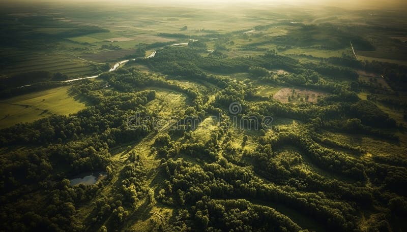 Green Landscape, Flying Drone Captures Nature Beauty Generated by AI ...