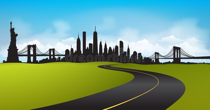 Green Landscape New York City Skyline Vector Stock Vector ...