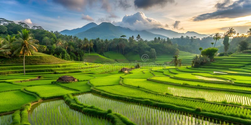 Green Landscape of Paddy Fields in West Java Indonesia AI Generative ...