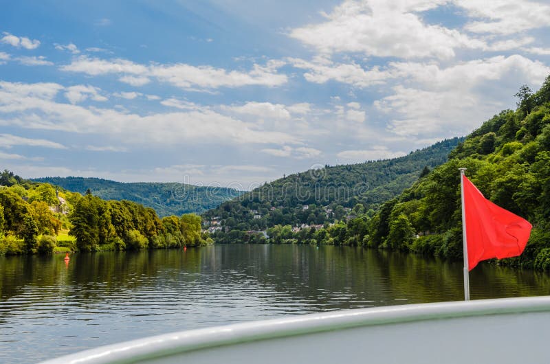 Green Landscape at River Neckar with Odenwald in Background, Germany ...