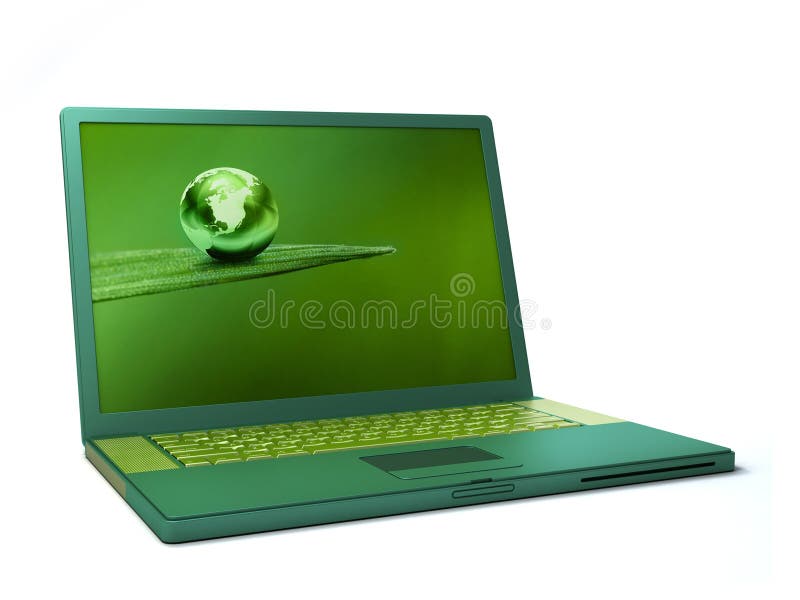Green laptop stock illustration. Illustration of background - 17147120