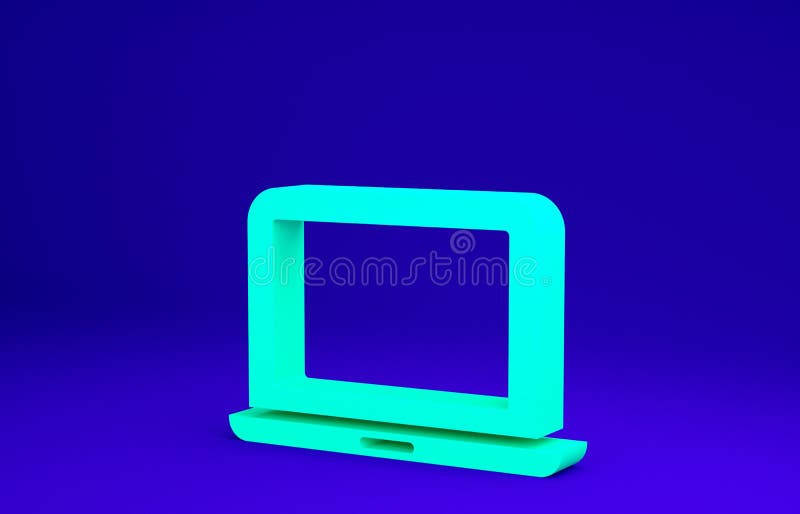 Green Laptop Icon Isolated on Green Background. Computer Notebook with ...