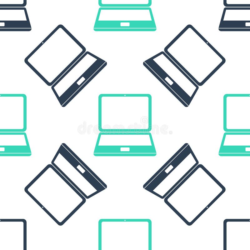 Green Laptop Icon Isolated Seamless Pattern on White Background ...