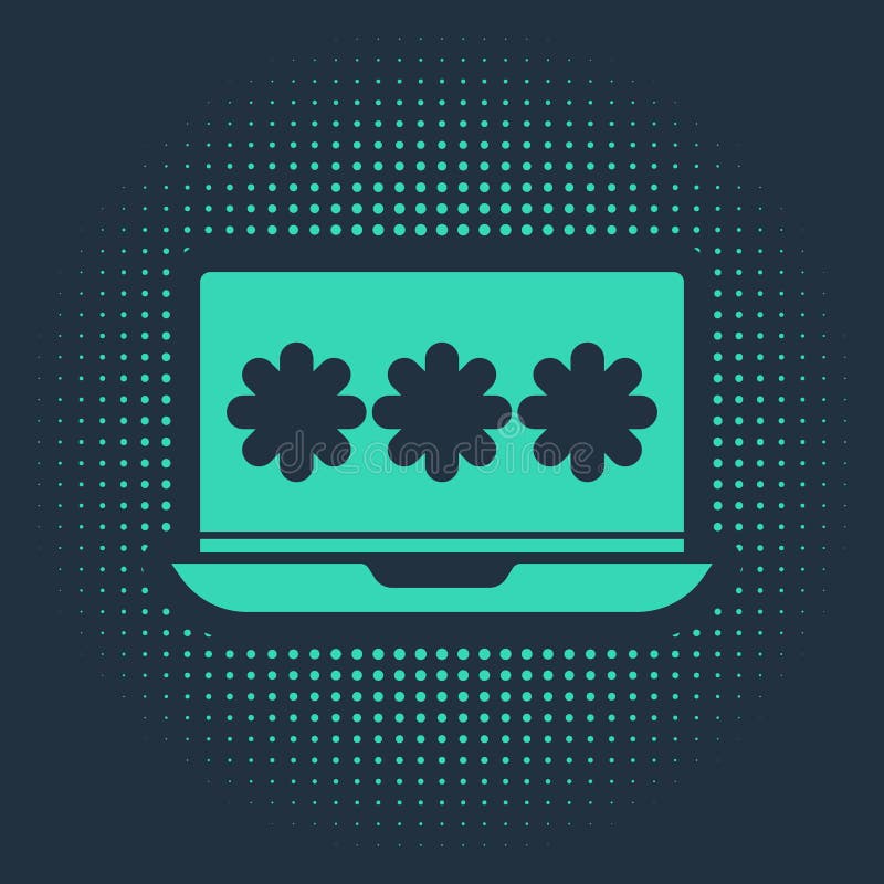 Green Laptop Icon Isolated on Green Background. Computer Notebook with ...