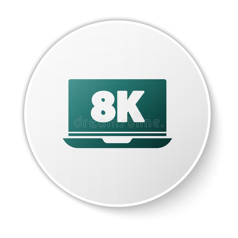 Green Screen Tv with 8k Ultra HD Video Technology Icon Isolated on Blue ...