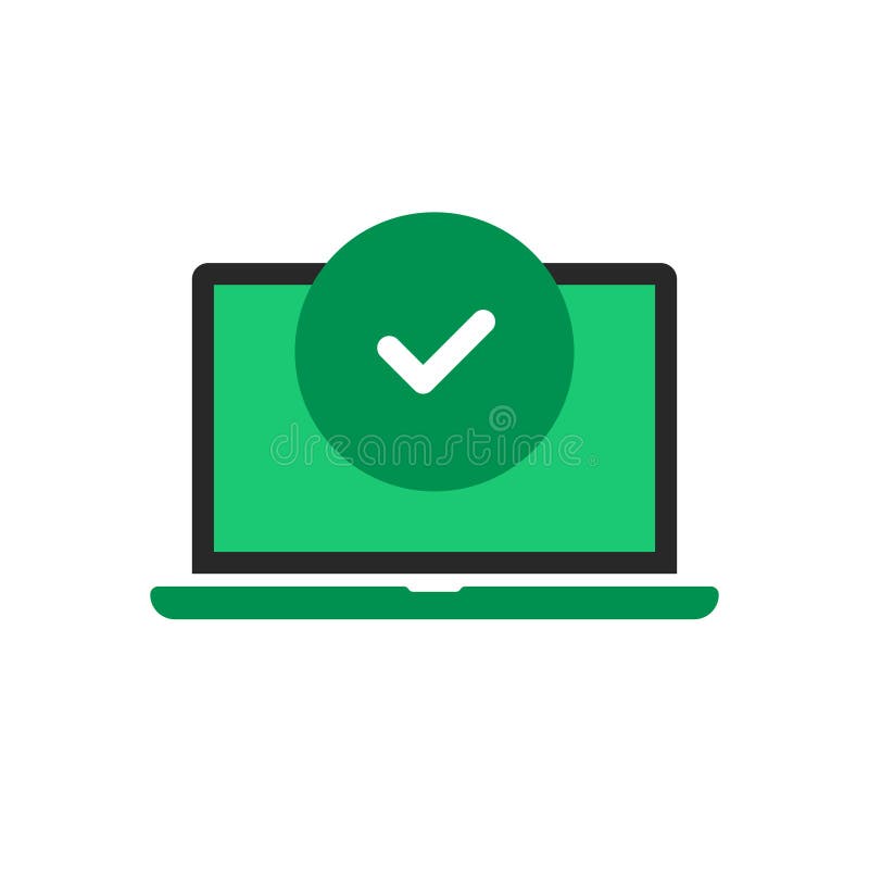 Green Laptop with Tick in Circle Like Complete Stock Vector ...