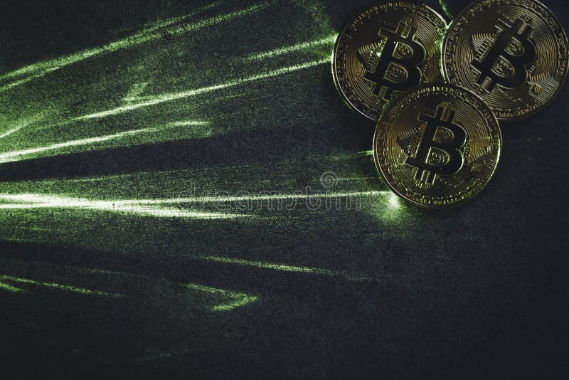 Green Laser Beam and Bitcoins Stock Image - Image of market ...